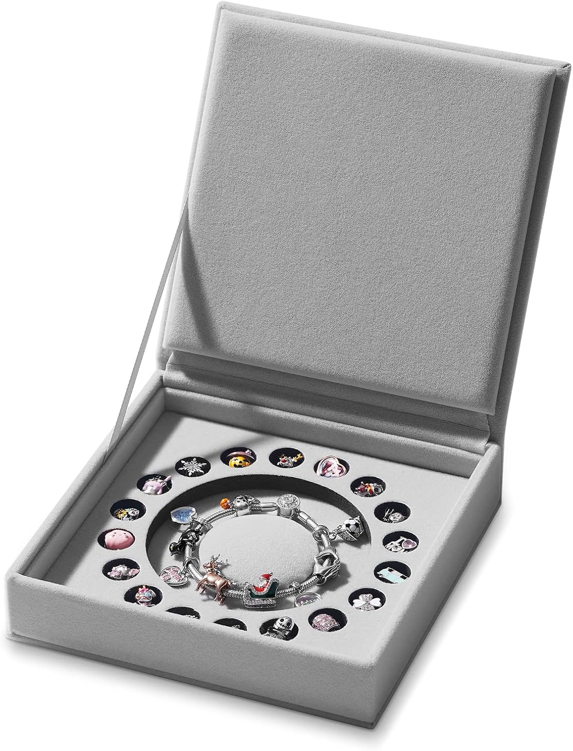 Amazon.com: GNOCE Grey Square Charm Bracelet Jewelry Storage Box ...