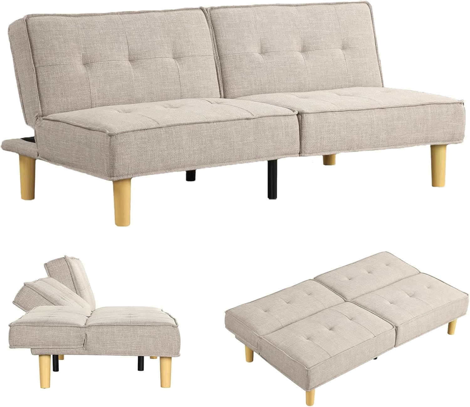 Amazon.com: Furrich Convertible Futon Sofa Bed, Loveseat Foldable Couch ...