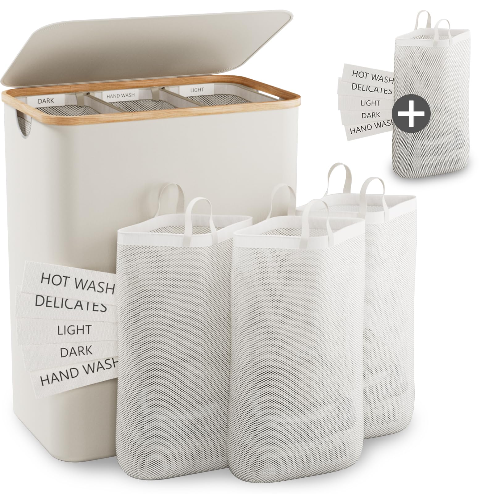 Amazon.com: laundry hamper with lid, 10 lables and inner bags C(the rigt one) : Home & Kitchen