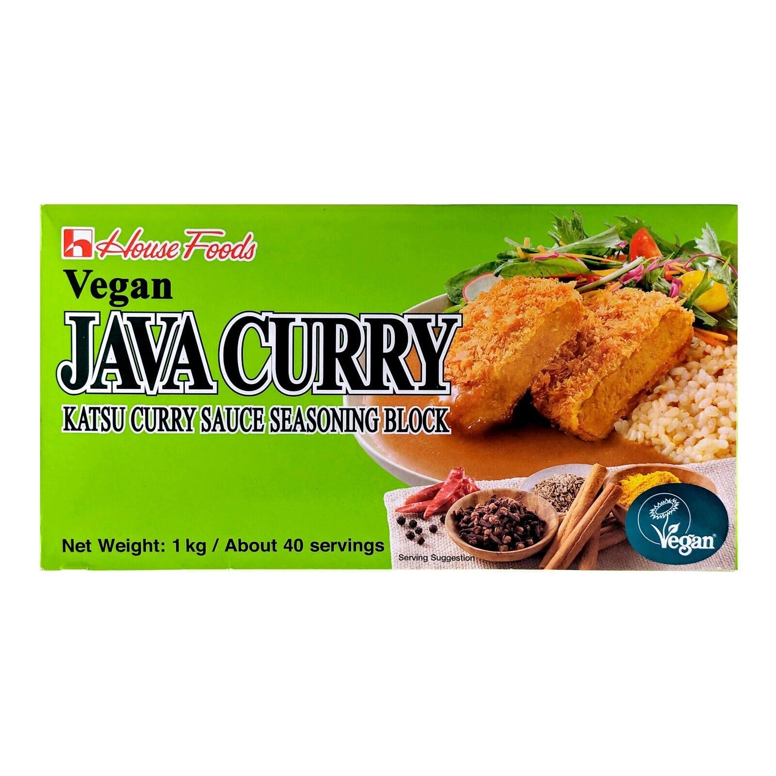 House Foods VEGAN Java Curry - KATSU Curry Sauce Seasoning Mix Block (40 Servings) 1KG - Pack of ...