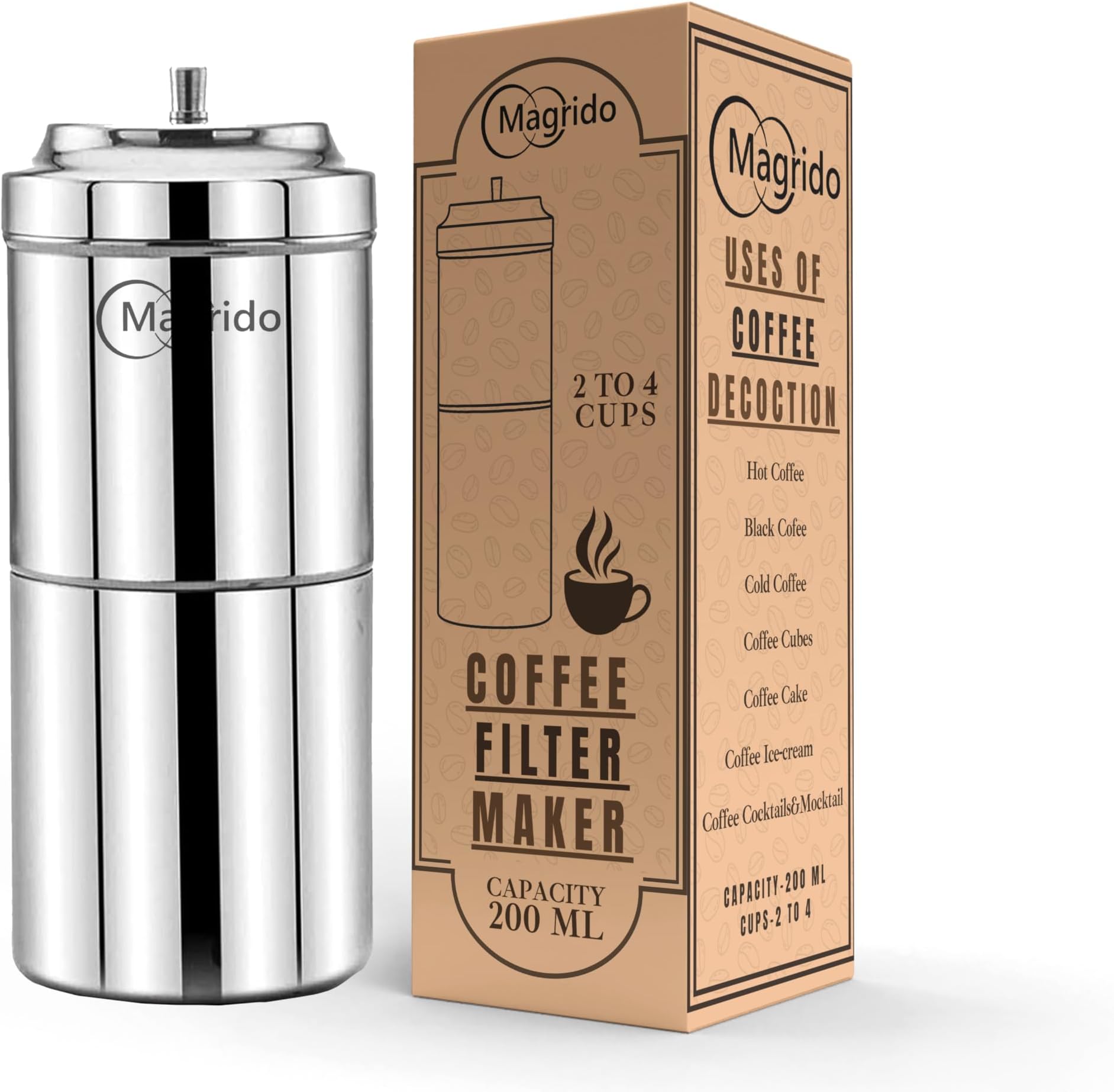 PANCA Filter Coffee Maker, Stainless Steel South Indian Coffee ...
