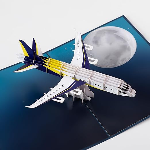 Amazon.com : Rykamia Night Plane Pop Up Card, Jet Airplane Pop Up Card ...
