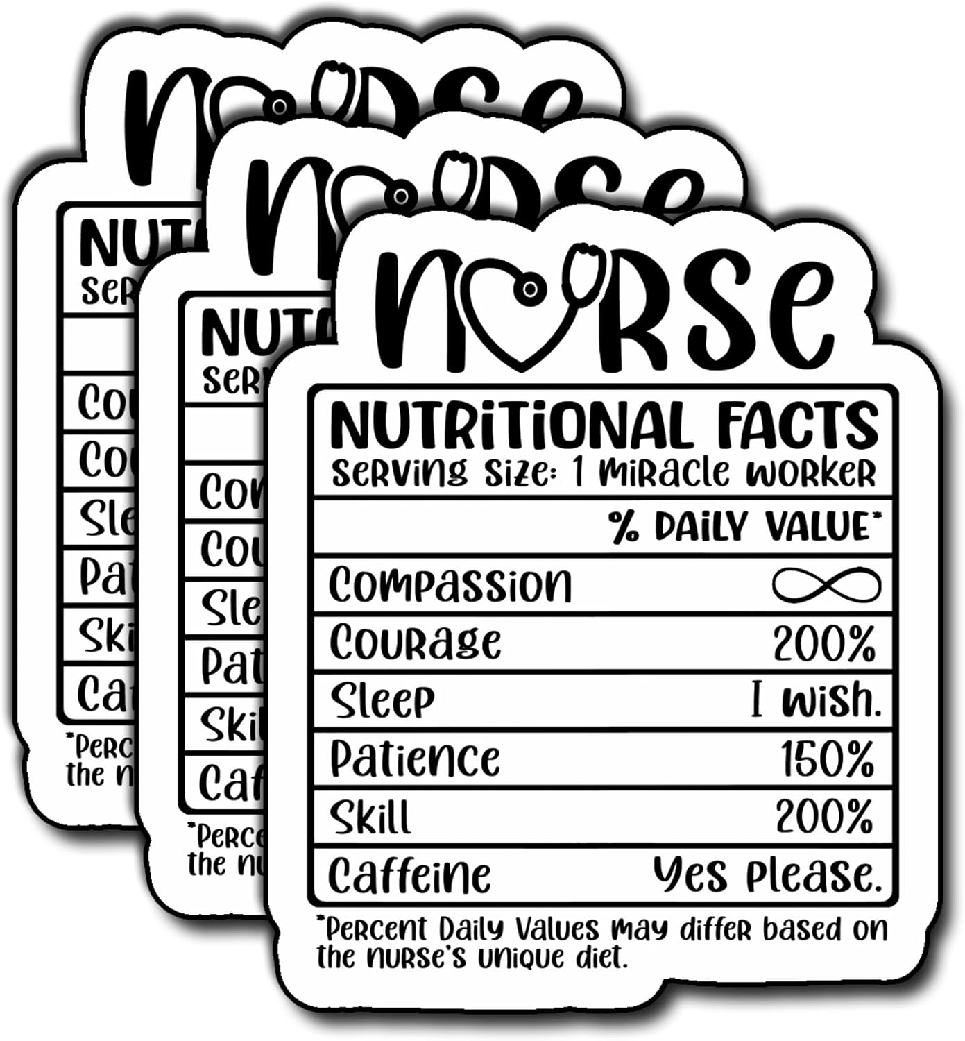 Amazon.com: (3Pcs) Nurse Nutritional Facts Sticker ER Nurse Funny ...