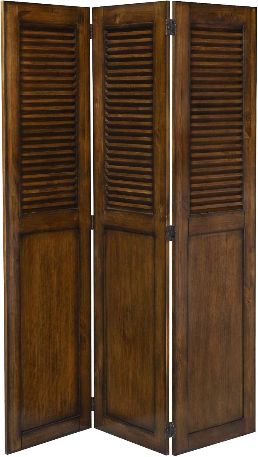 Amazon.com - 70" Brown Louvered Panel Shutter Wood Room Divider