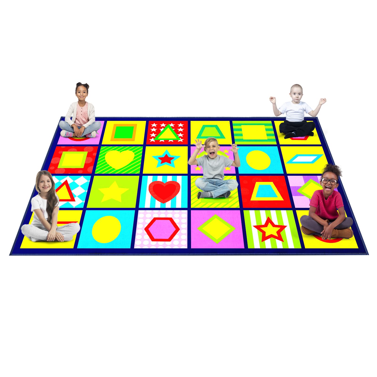 Amazon.com: Booooom Jackson Upgrade Thick Colorful Classroom Rug Shape ...
