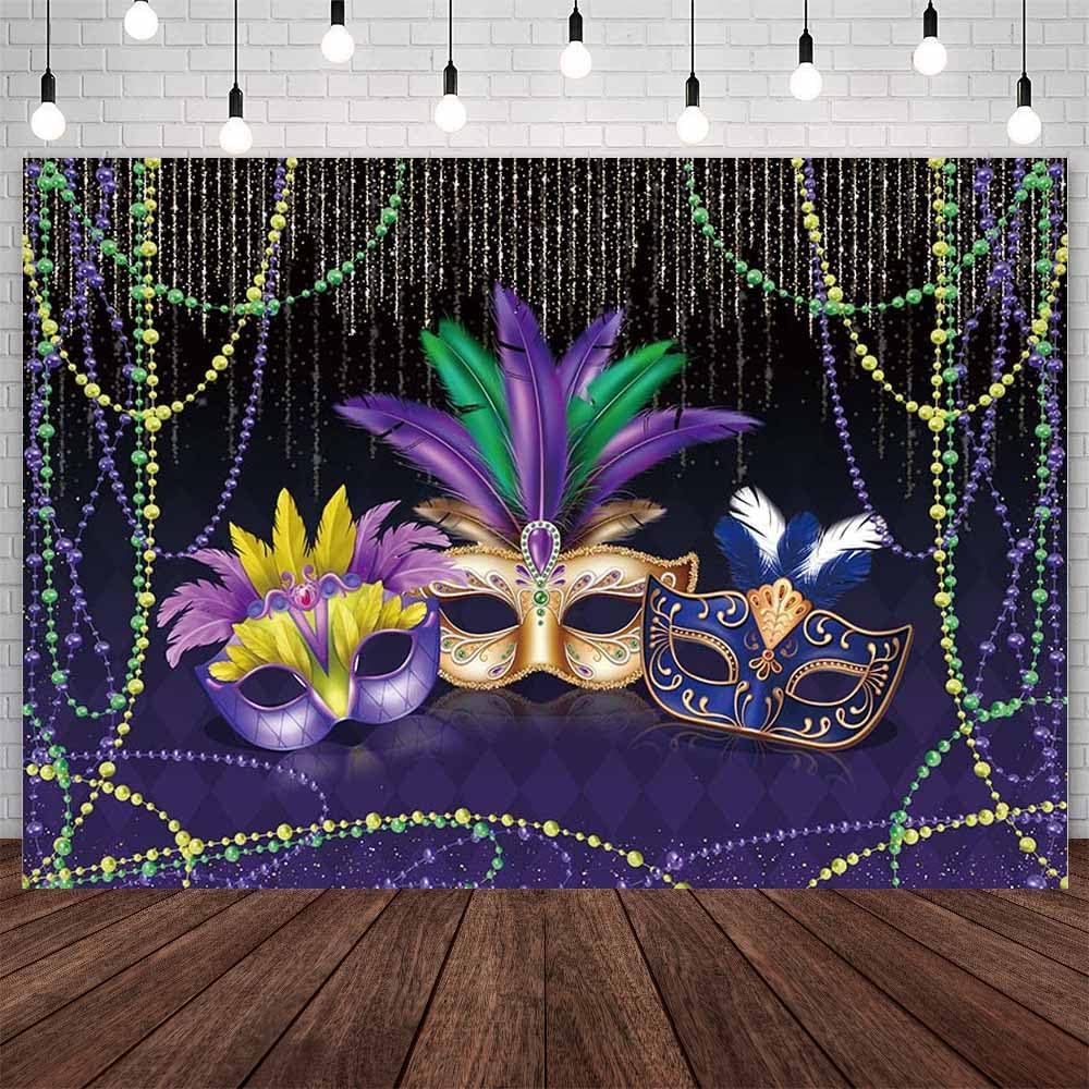 Amazon.com : AIBIIN 7x5ft Mardi Gras Backdrop Carnival Masquerade Mask ...
