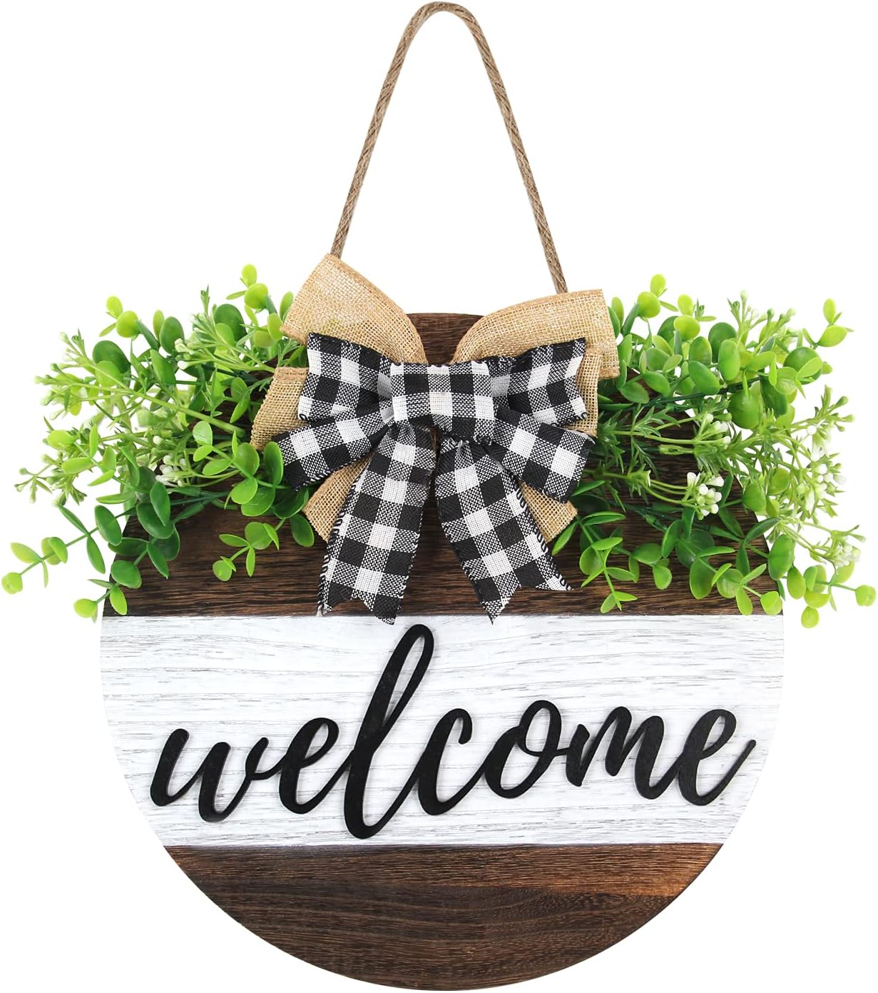 Amazon.com: Welcome Sign Front Door Decoration Round Wood Hanging ...