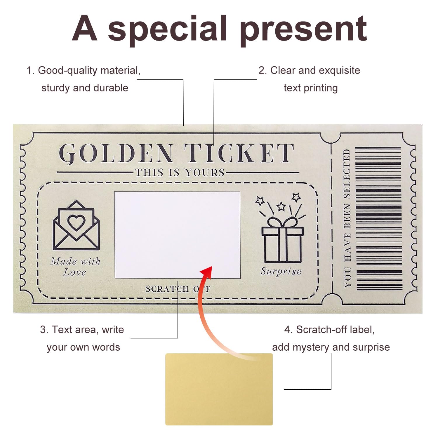 Willy Wonka Golden Ticket PUREOY Golden Ticket Scratch-off Card Gravure ...