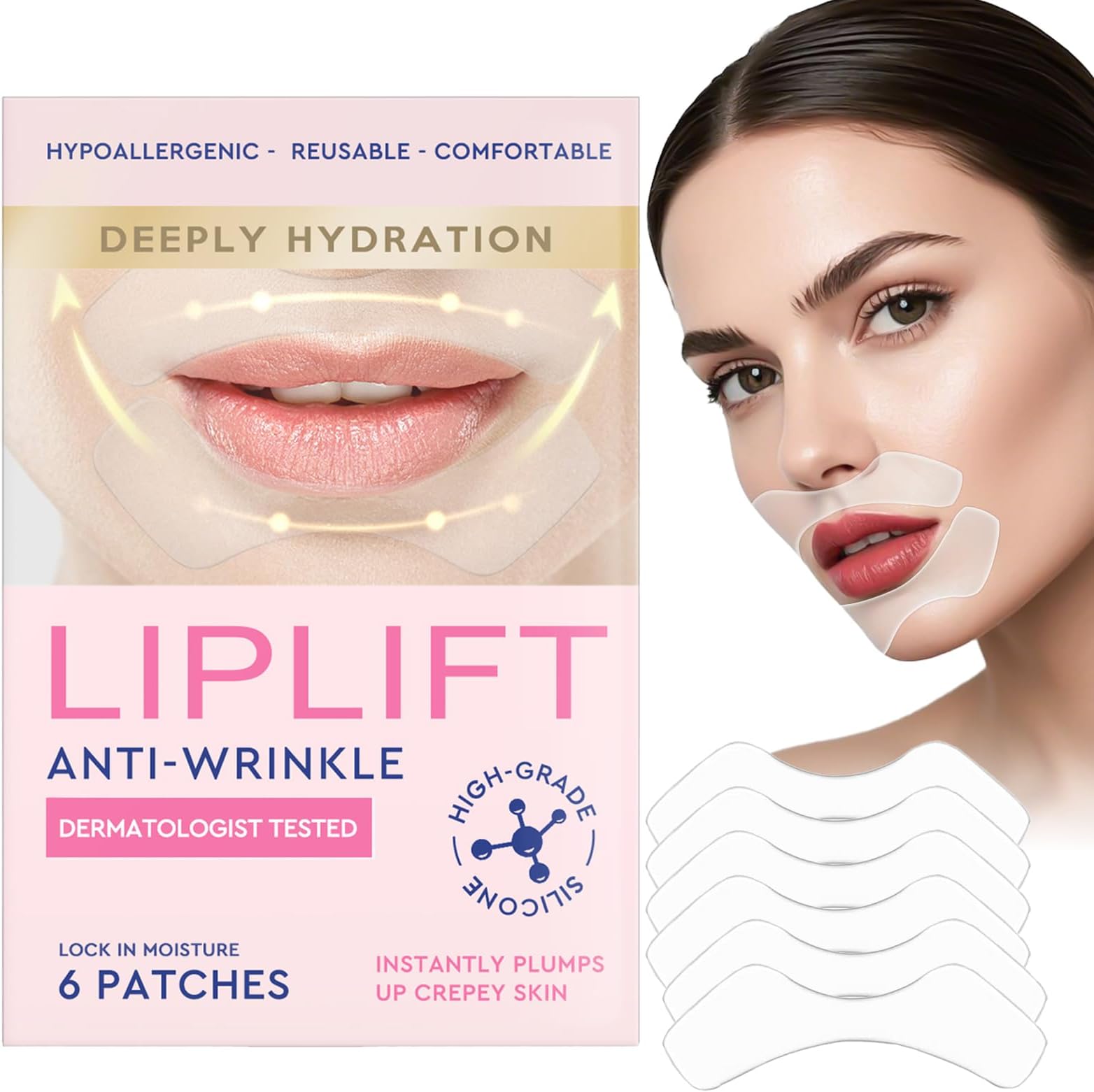 Amazon.com : Kami Pure Anti-Wrinkle Lip & Smile Line Silicone Pad ...