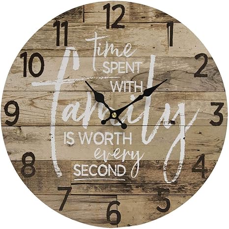 Amazon.com: Round Farmhouse Wall Clock - 13 Inch – Decorative Wood ...