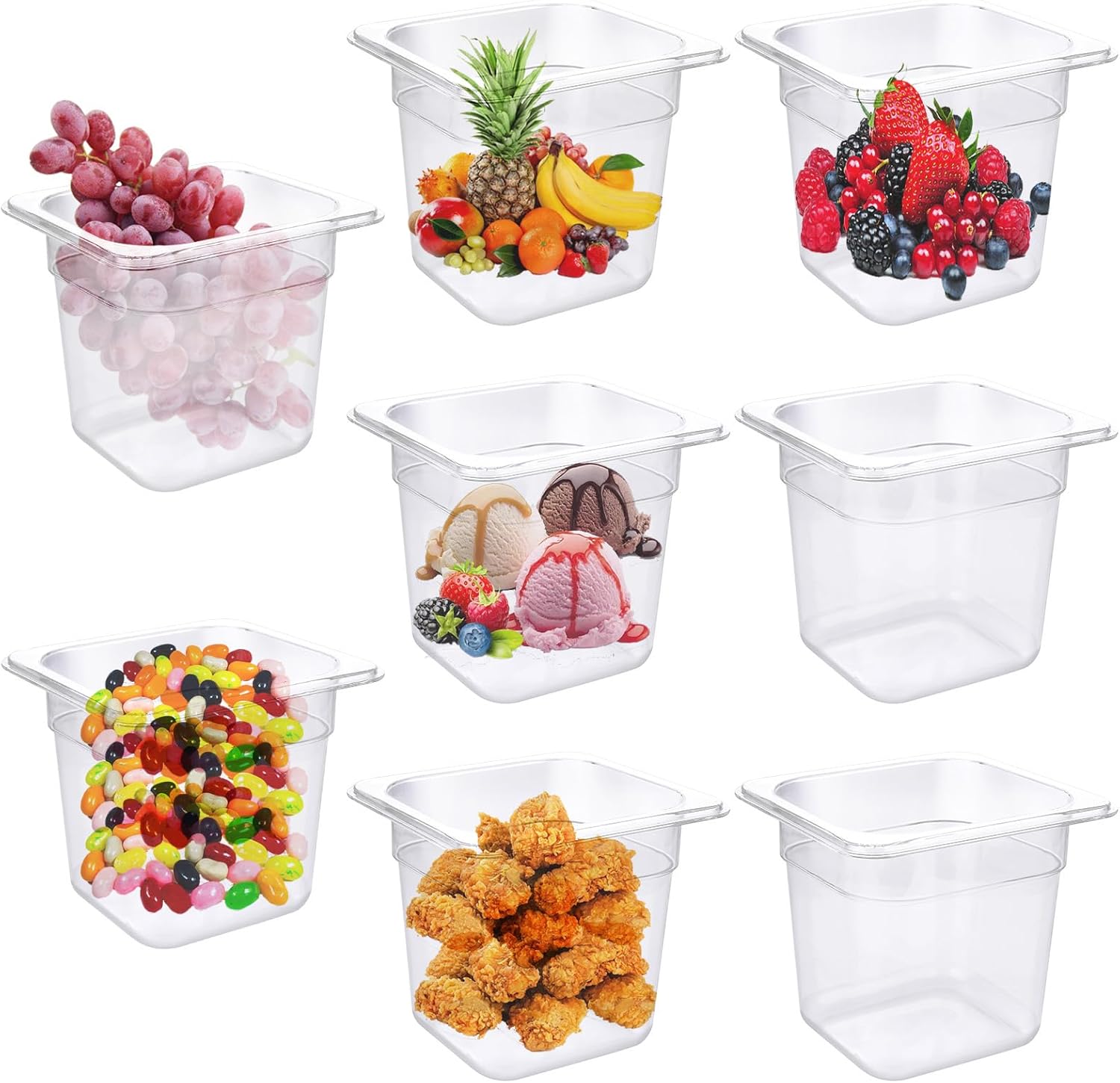 Amazon.com: Oungy 8 Pack Clear Plastic Food Pans Plastic Clear Food Pan ...