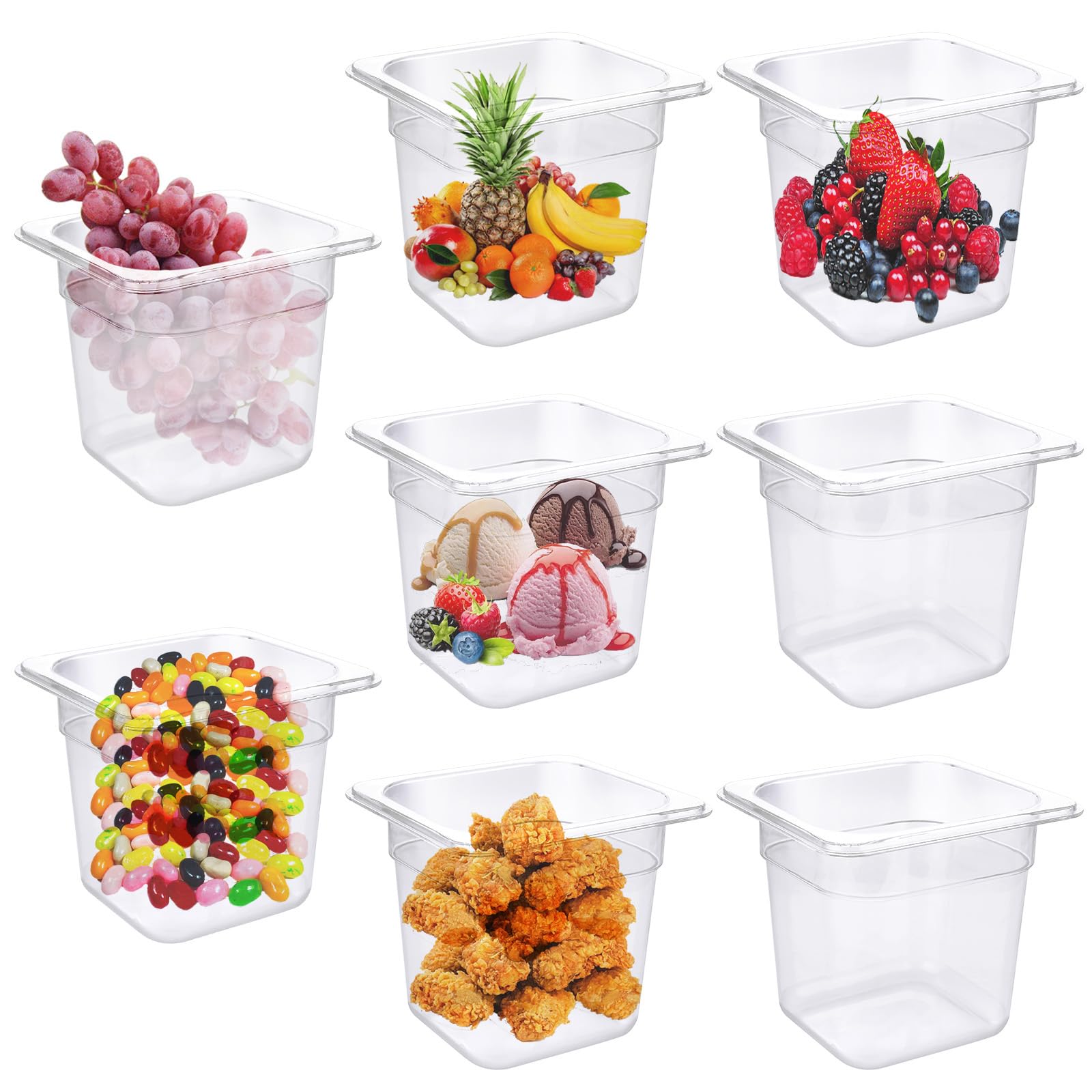 Amazon.com: Oungy 8 Pack Clear Plastic Food Pans Plastic Clear Food Pan ...