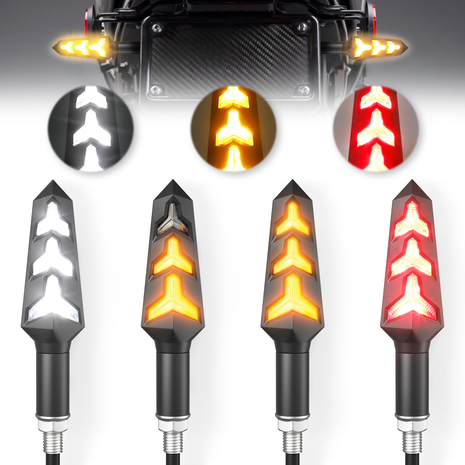 Amazon.com: LivTee Y-Shaped Motorcycle Turn Signals LED, 4PCS LED Turn ...
