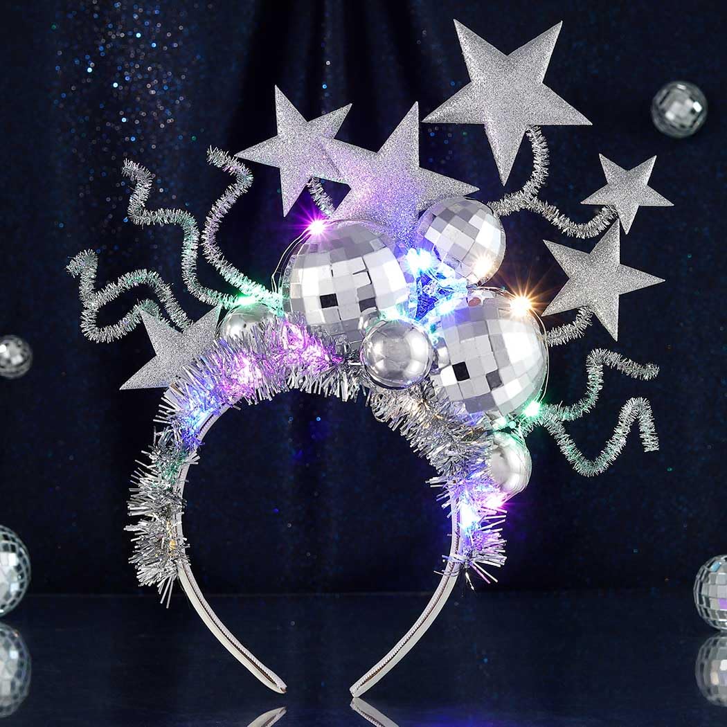 Amazon.com : Kisshine Light Up Star Headband LED Disco Ball Headbands ...