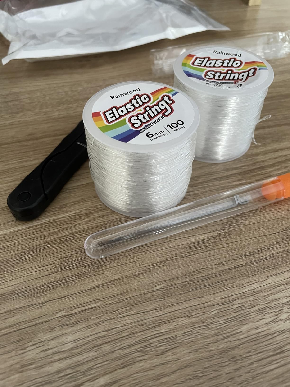 Elastic Bracelet String Cord Kit: 2 Rolls of 200m (0.5mm) Clear Beaded ...