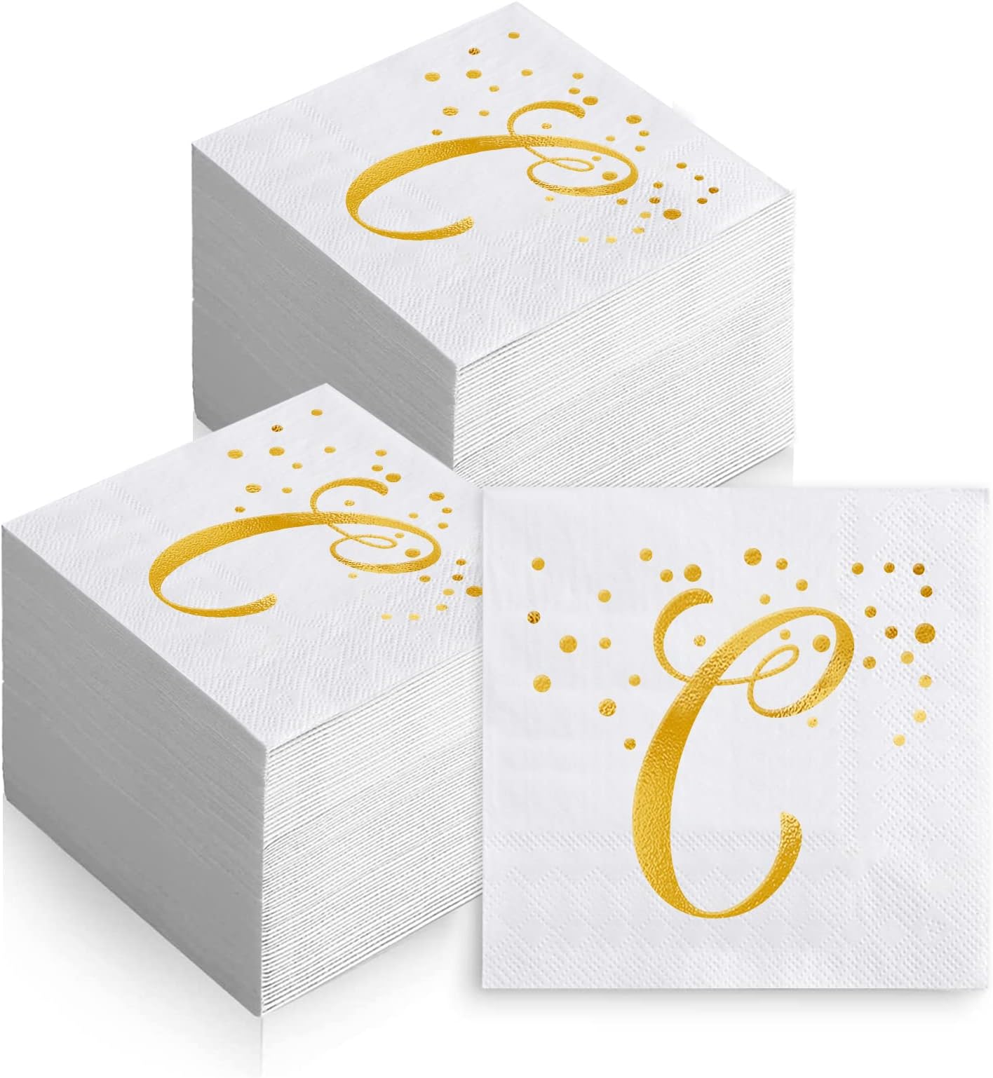 Amazon.com: 200 Pack Disposable Monogrammed Cocktail Napkins Gold Foil ...