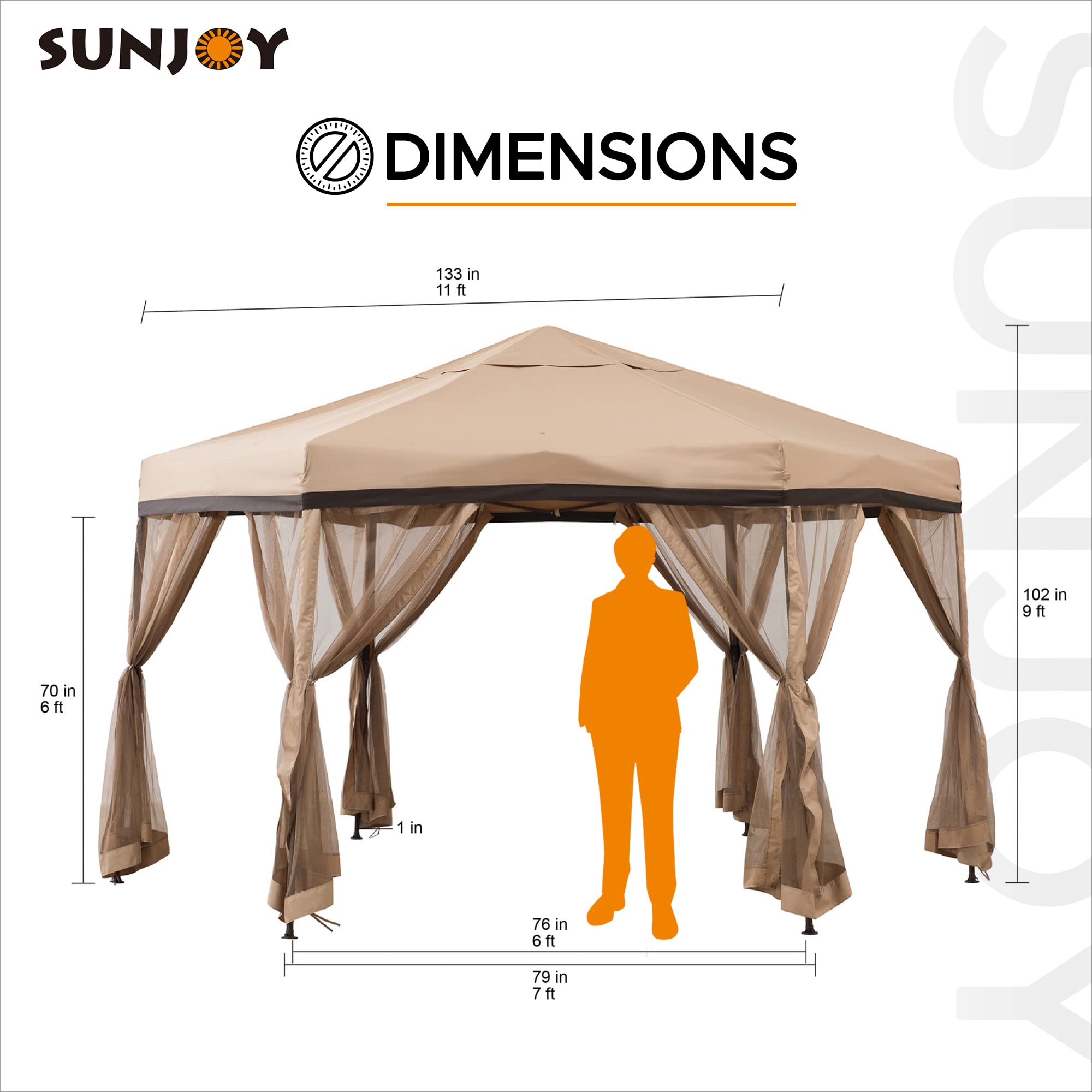 Snapklik.com : SUNJOY 11x11 Ft. Pop Up Gazebo, 2-Tone Portable Canopy ...