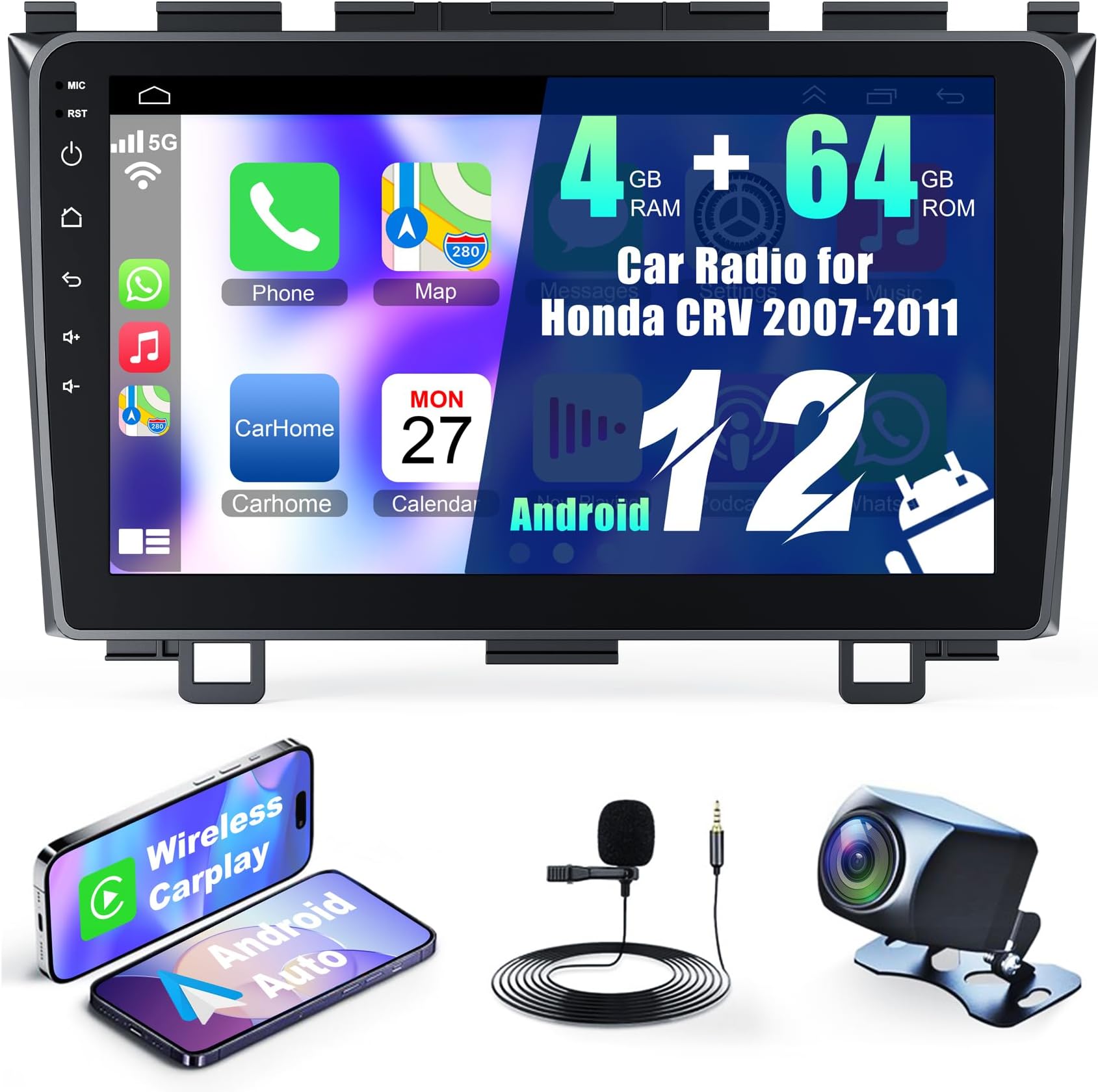 Amazon.com: Car Stereo Radio for Honda CRV 2007-2011, Android 12.0 (4G ...