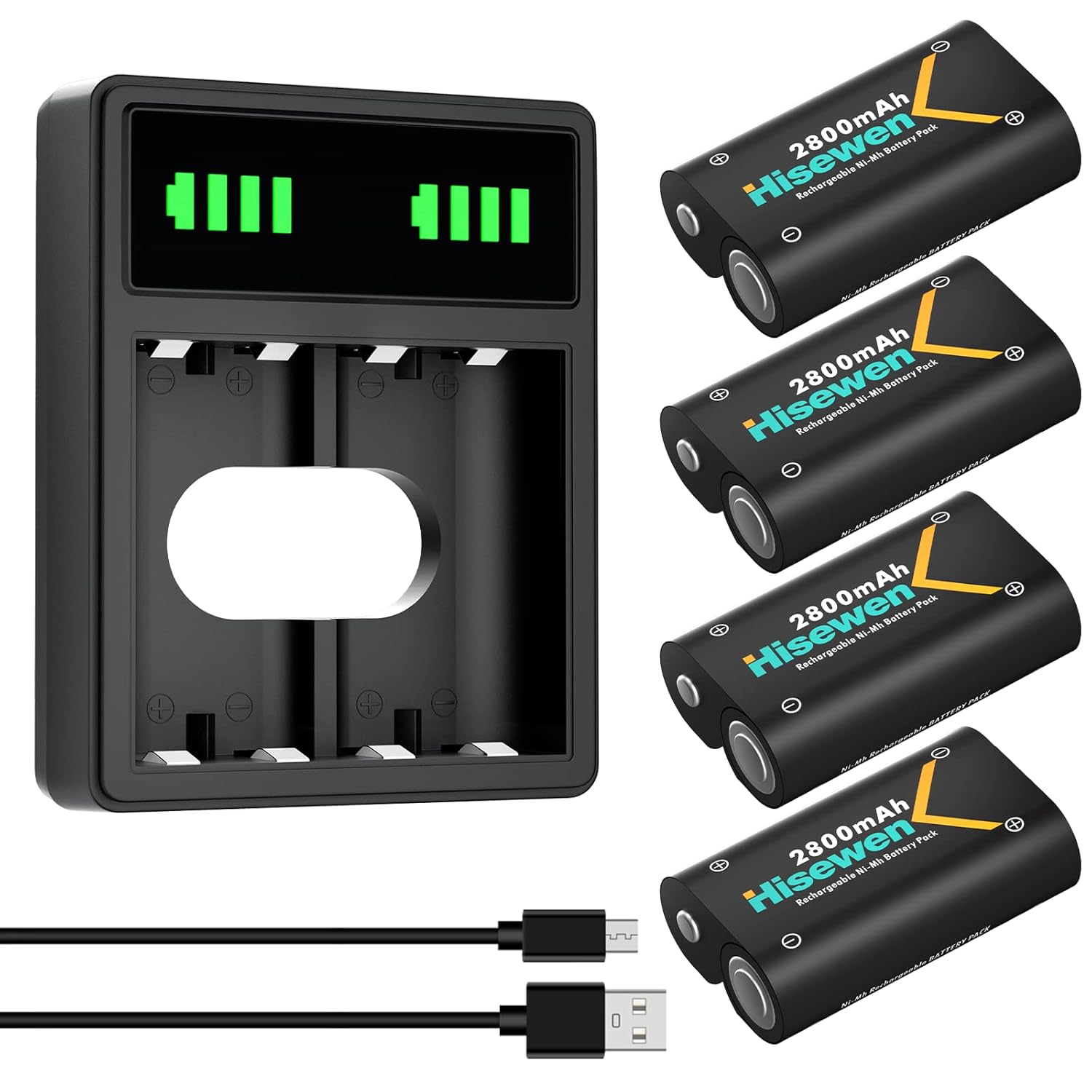 Amazon.com: 4 Pack 2800mAh Xbox Controller Battery, High-Speed LED ...