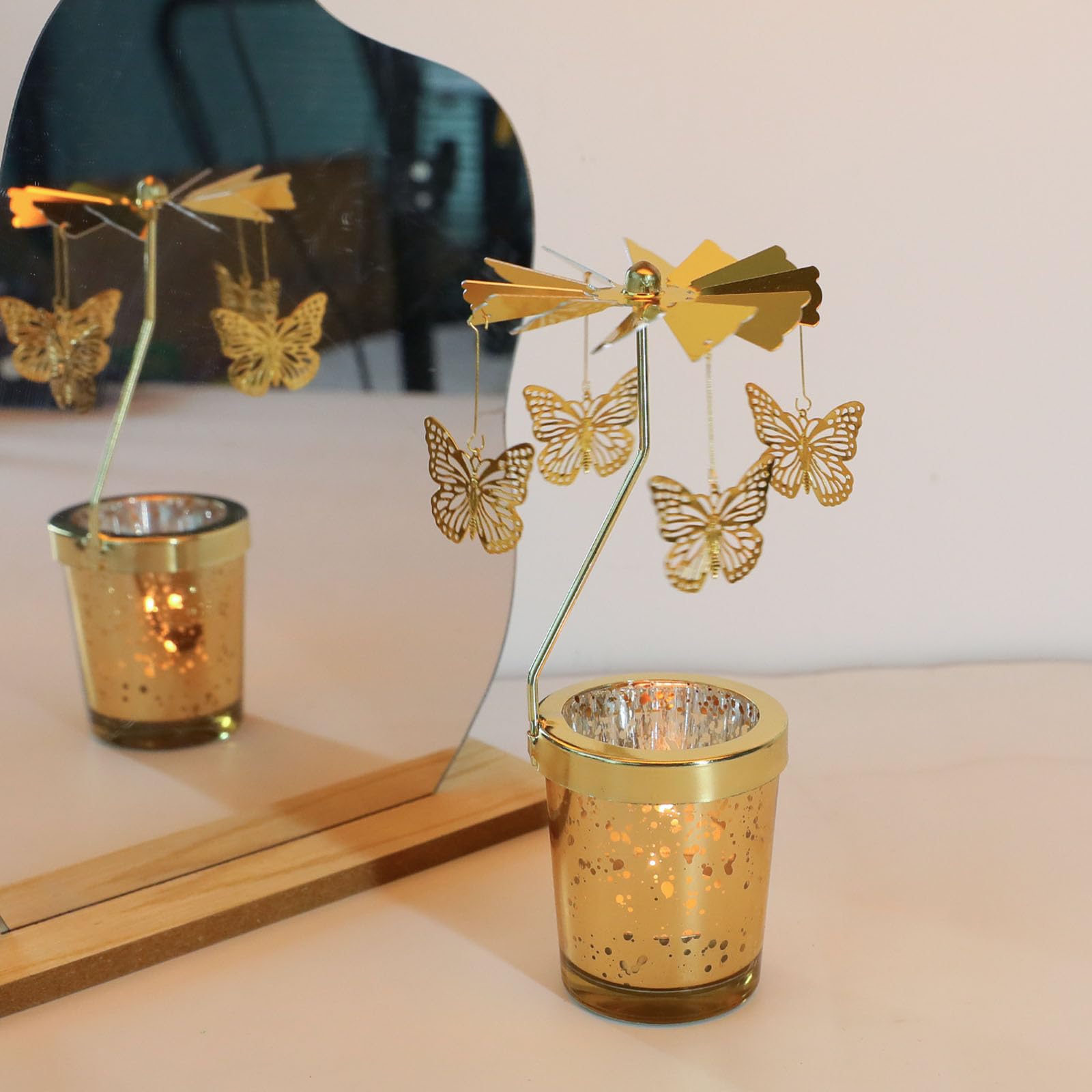 Amazon.com: WIOSOUL Rotary Candle Holder Metal Spinning Candlestick ...