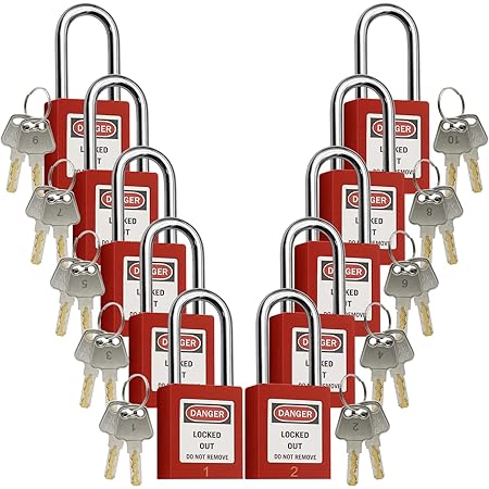 Master Lock 410KARED Lockout Tagout Safety Padlock with Key, Keyed ...