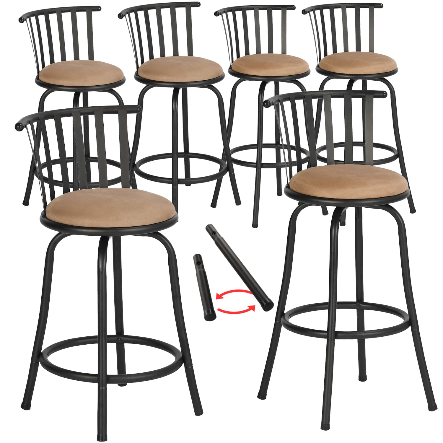 Snapklik.com : Bar Stools Swivel Set Of 6, Barstools Adjustable Counter ...