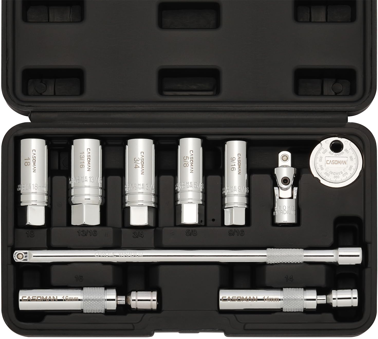 CASOMAN 10PCS 3/8" Drive Magnetic Spark Plug Socket Set, 6PT&12PT ...