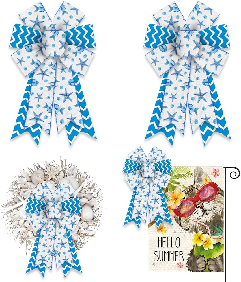 Amazon.com: ALIBBON 2 Pcs Summer Ocean Bows for Wreaths, Summer Wreath ...