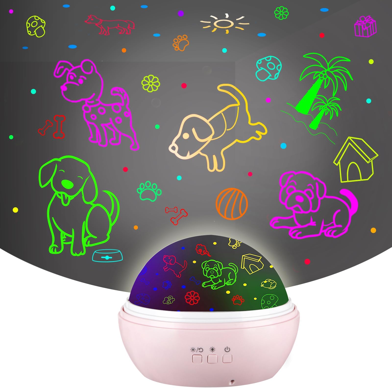 Elsent Cute Dogs/Puppy Projector with 10H Timer (No Remote), RGBW LED ...