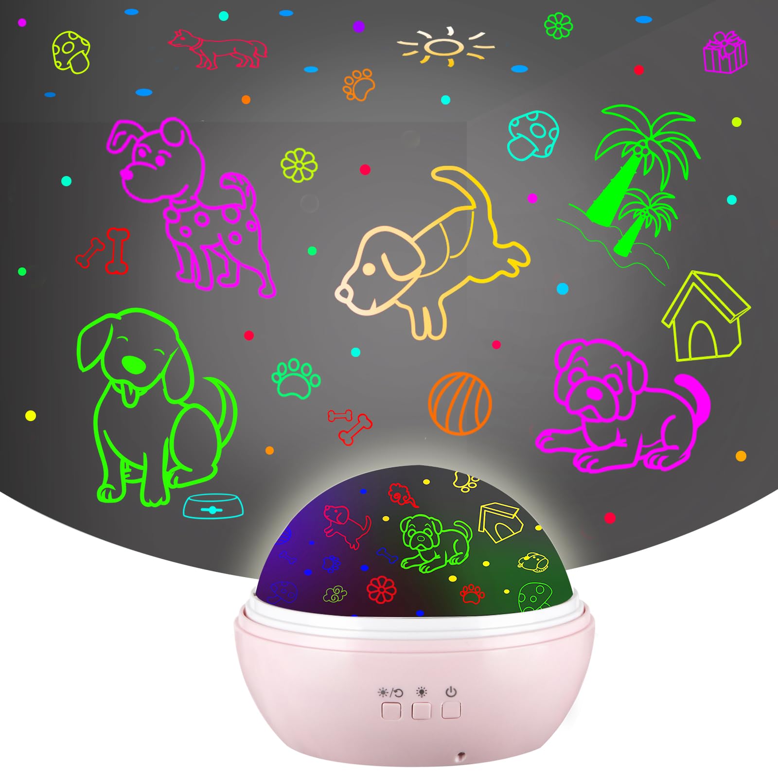 Elsent Cute Dogs/Puppy Projector with 10H Timer, RGBW LED Dog Night ...