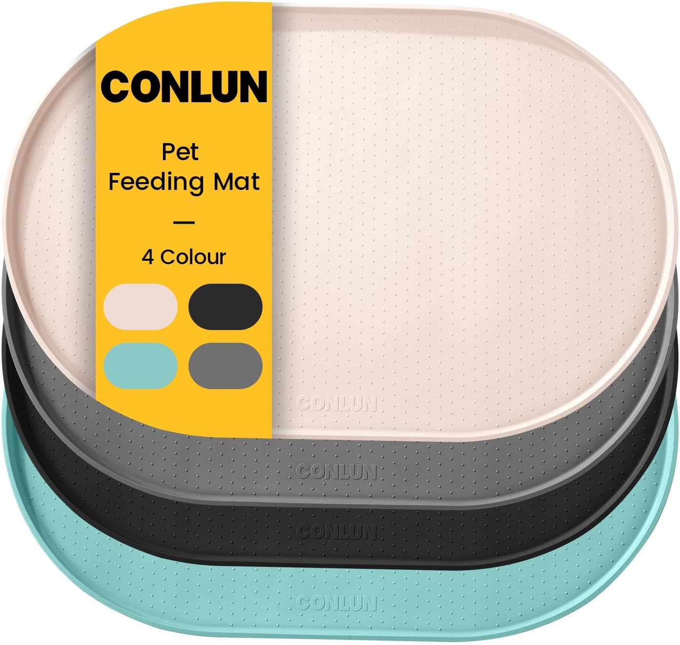 Conlun Dog Food Mat,1.2 cm Raised Edges Cat Food Mat for Spill ...