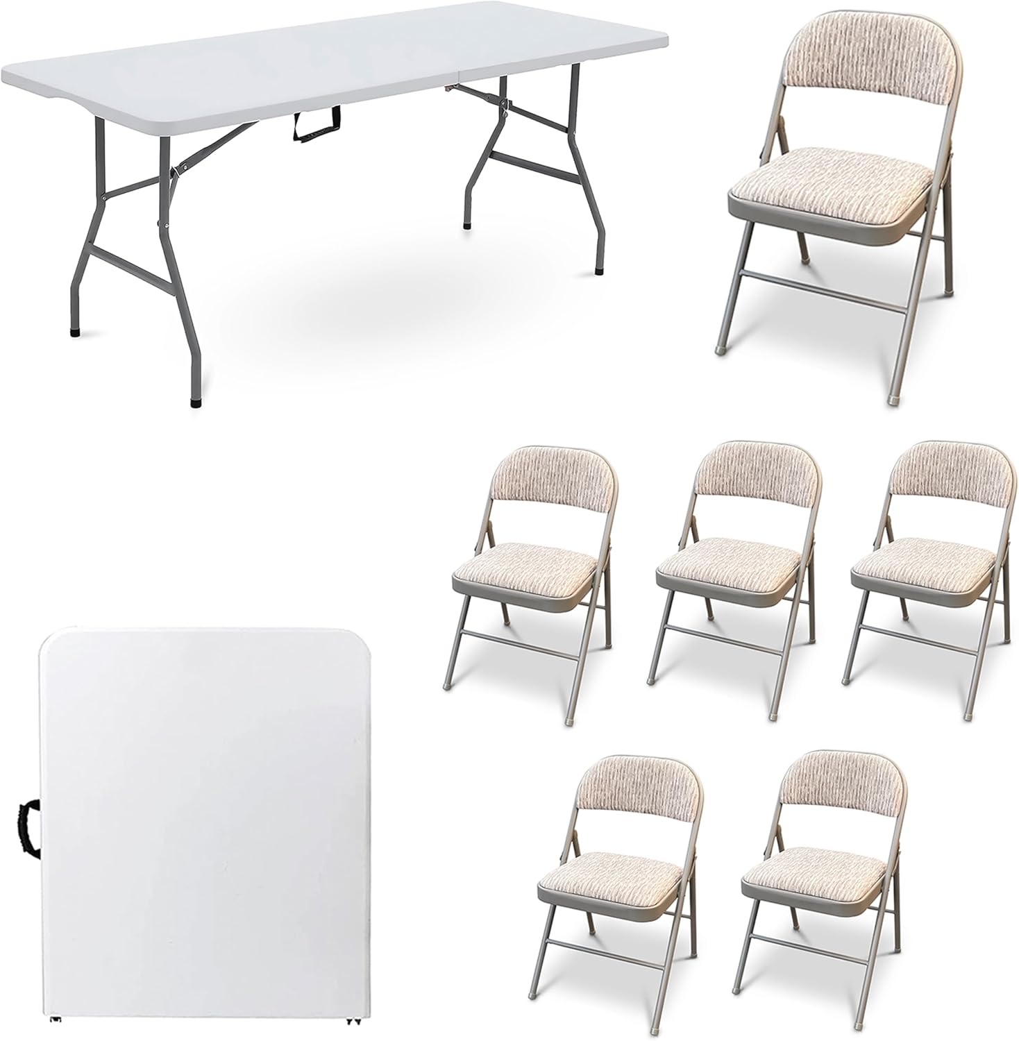 Crystals White Folding Table with Deluxe Fabric Padded Metal Folding ...