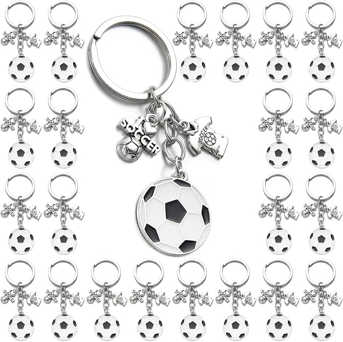 Amazon.com: PHAETON 20PCS Soccer Ball Keychains Football Key Chain ...