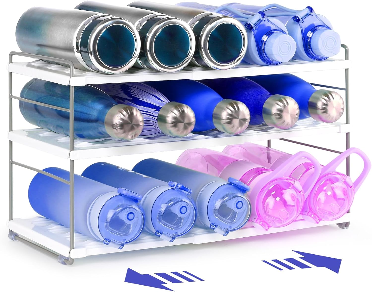Huquter Bottle Rack Fridge Organiser, Expandable Bottle Holder Fridge ...