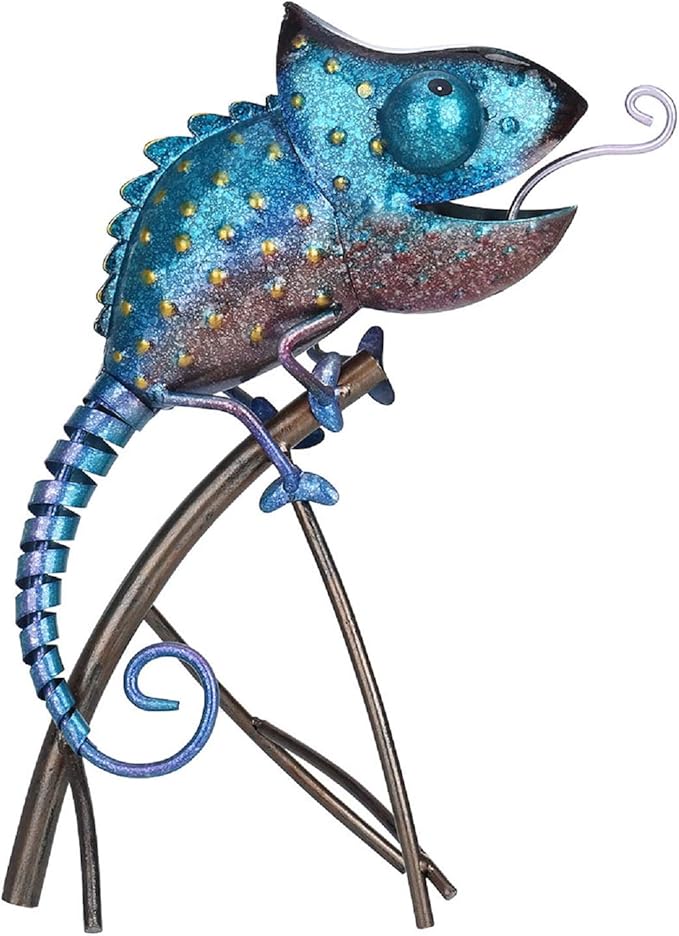Amazon.com : Tooarts Metal Chameleon Sculpture Wild Animal Figurine ...
