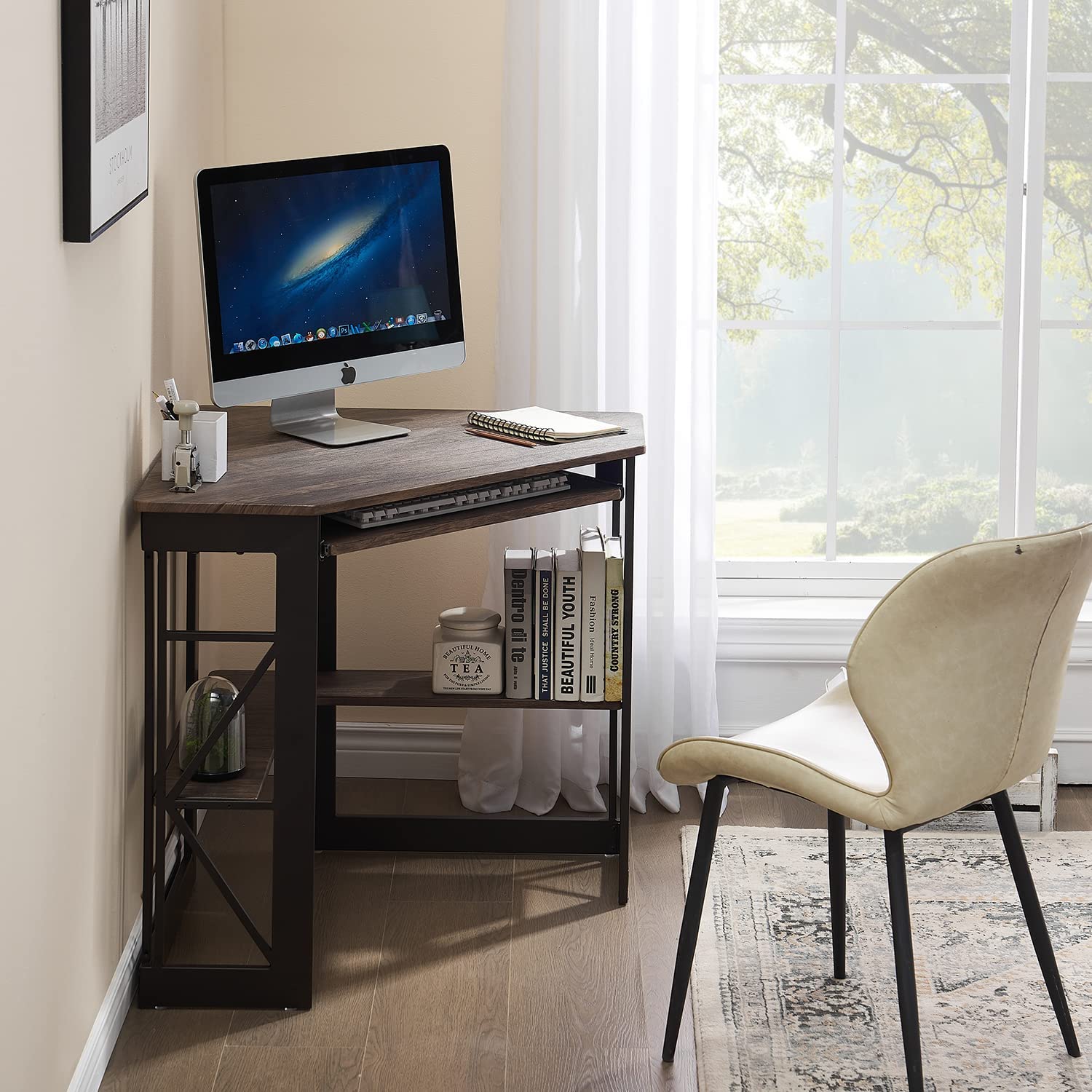 VECELO Corner Computer Desk 41 x 30 inches with Smooth Keyboard ...