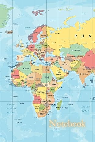 World map notebook: POLITICAL WORLD MAP NOTEBOOK, 100 PAGES, 6X9in, DOT ...