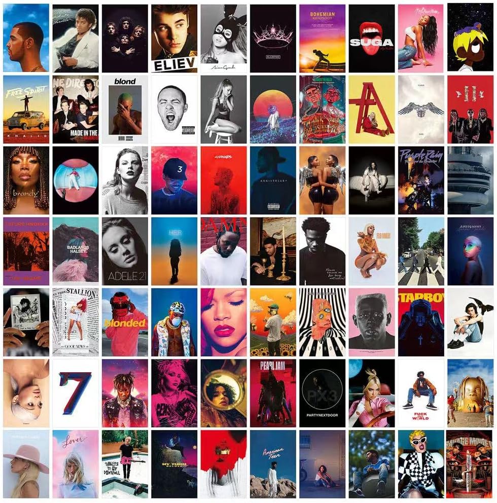 SEQLA71 70 Pack 4*6 Inch Album Cover Poster Collage Set, Album Cover ...