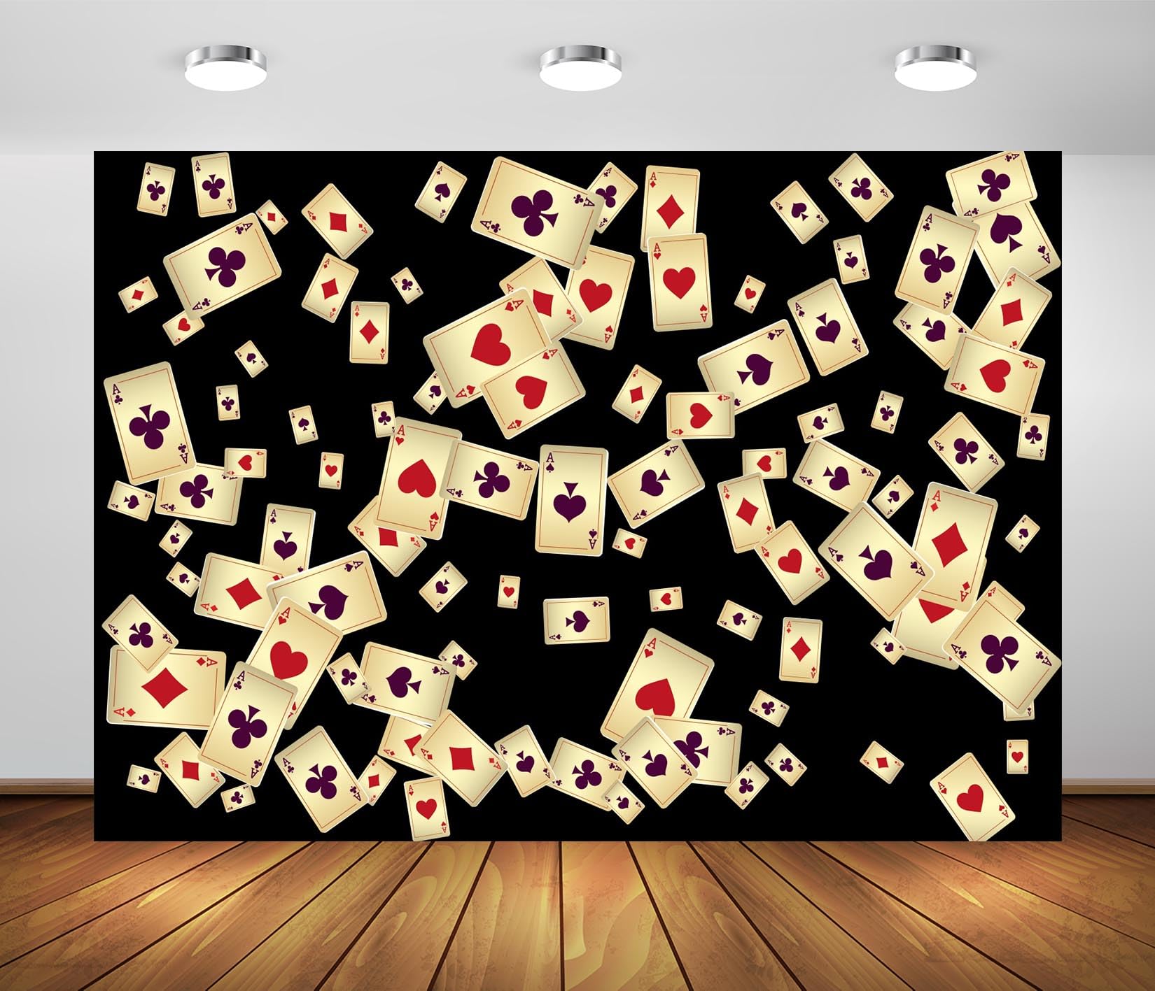 Amazon.com : BELECO 7x5ft Fabric Poker Backdrop Playing Cards Black ...