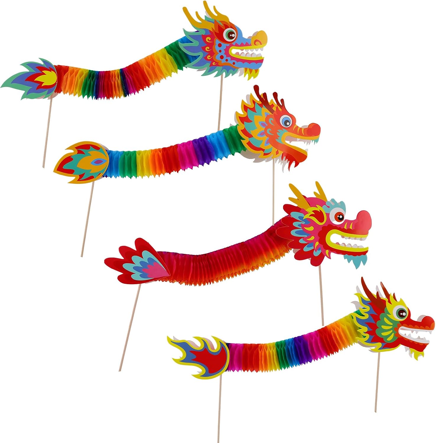 Amazon.com: 4 Pcs Chinese New Year Paper Dragon Decorations 3D DIY ...