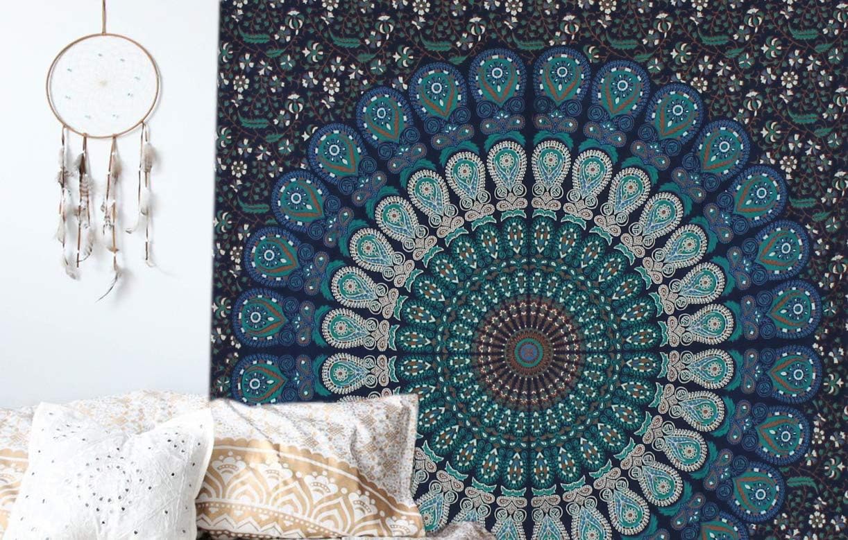 Amazon.com: raajsee Turquoise Blue Tapestry- Best Mandala Wall Hanging ...