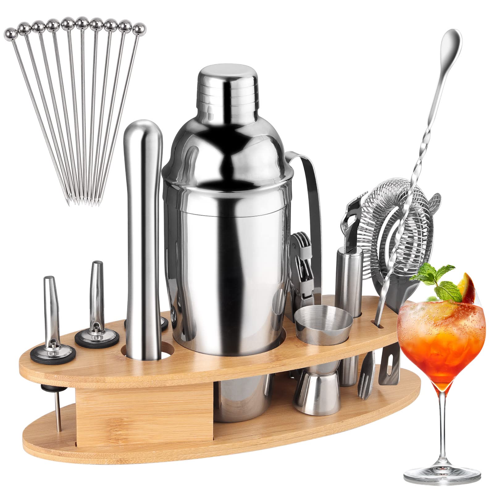 FUNYKICH 22PCS Cocktail Shaker Set with Stand, Cocktail Making Set ...