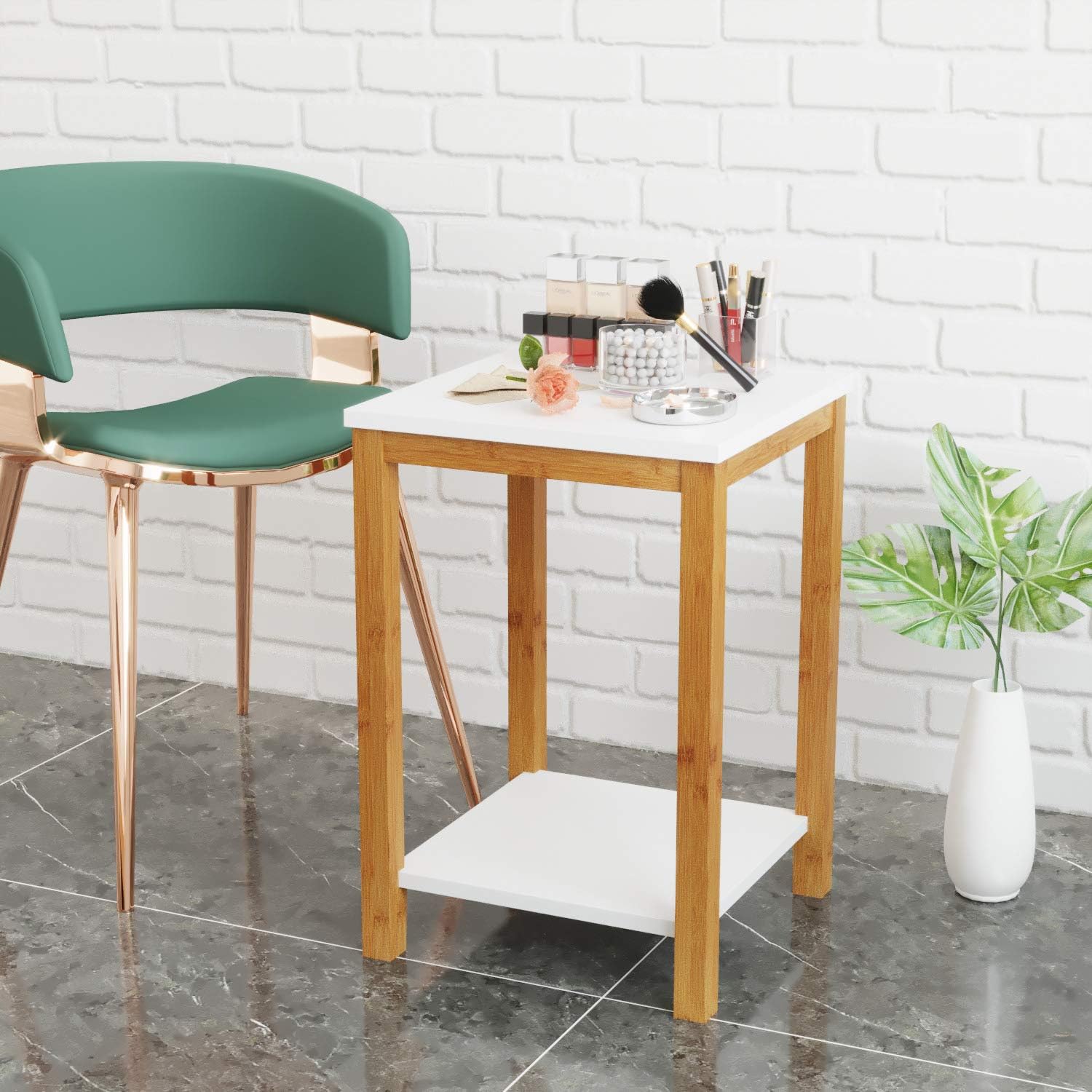 Amazon.com: BAMEOS Side Table Modern Industrial End Table, 2-Tier Side ...