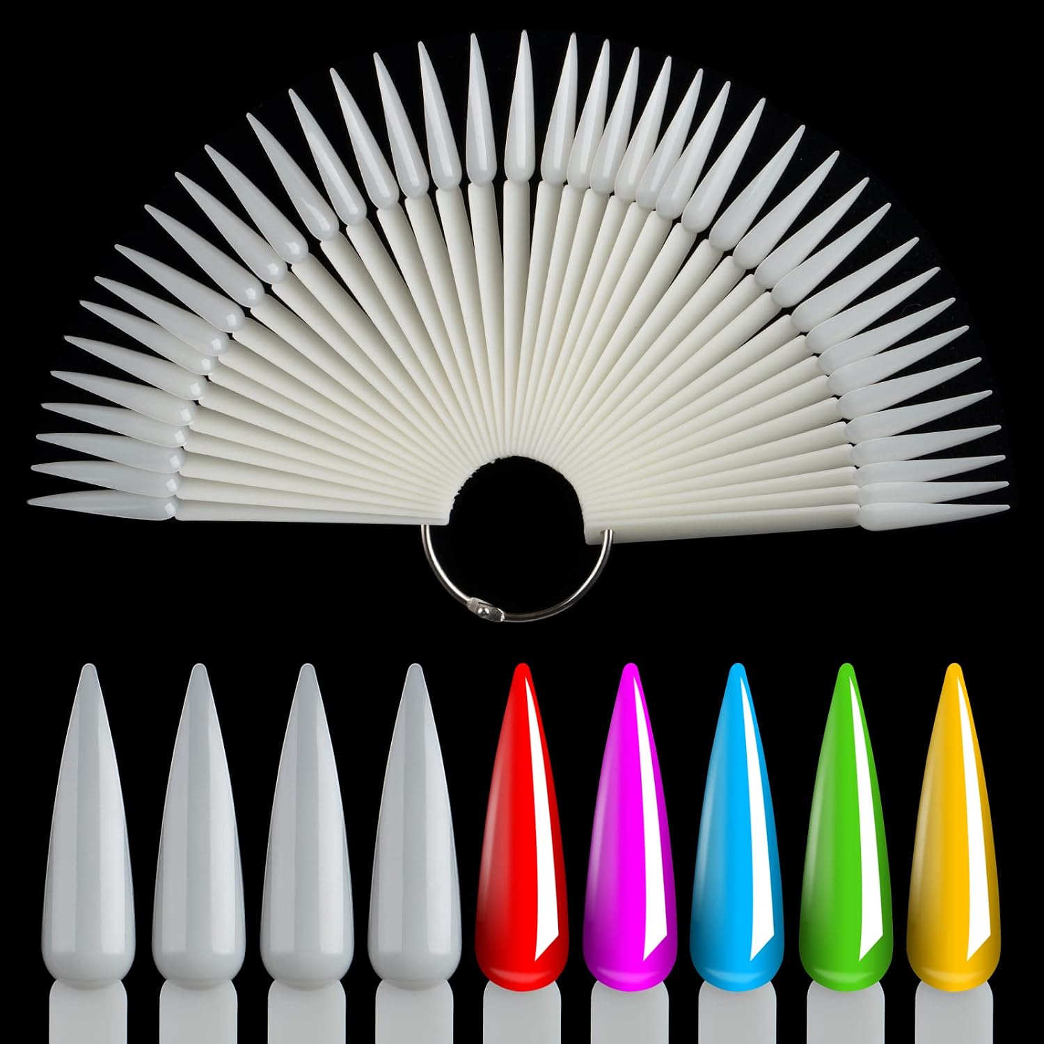 BNG 80pcs Stiletto Nail Art Sticks False Tips Color Card Display Board ...