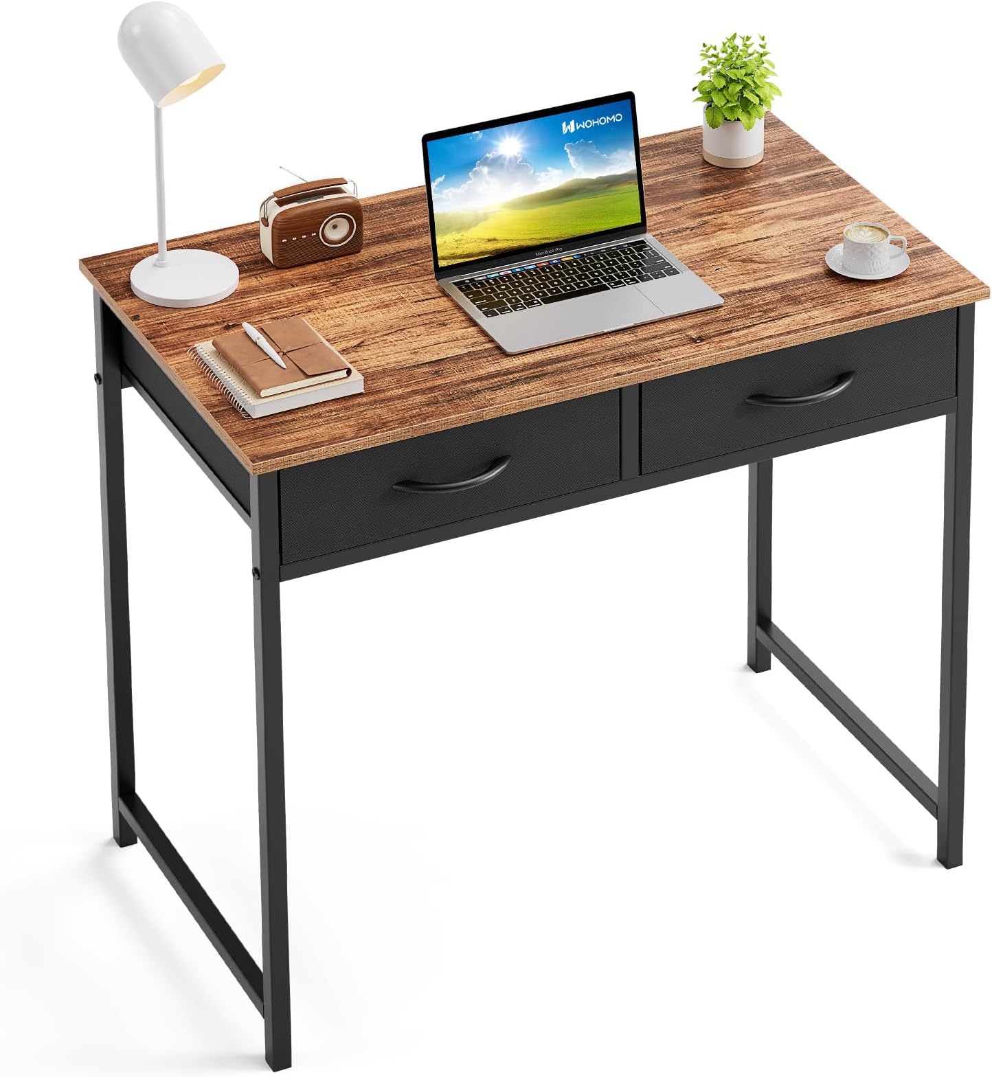 Amazon.com: WOHOMO Small Computer Desk with Drawers, 31.5 Inch Rustic ...