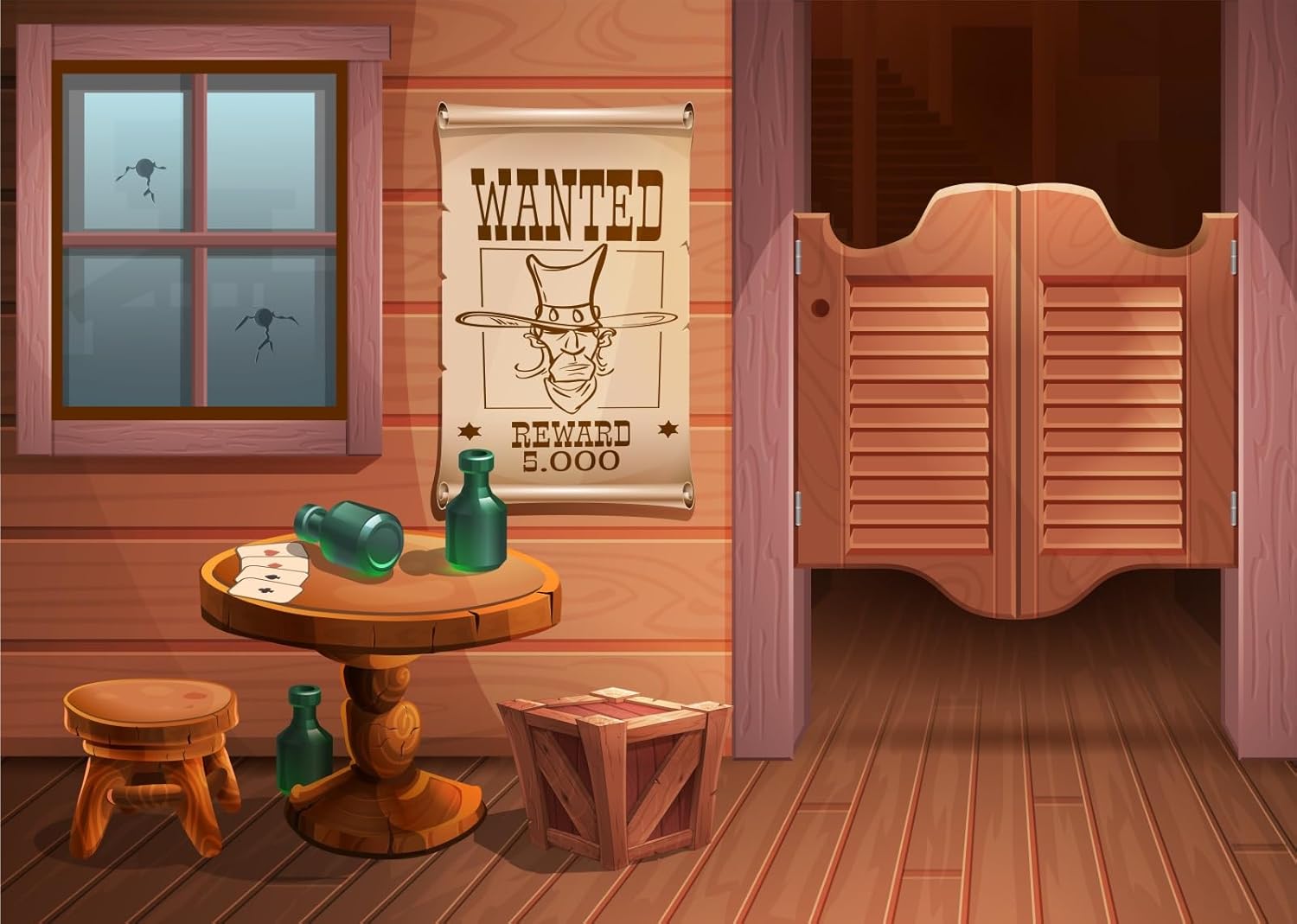 Amazon.com : BELECO 12x8ft Fabric Cartoon Old Western Saloon Bar ...