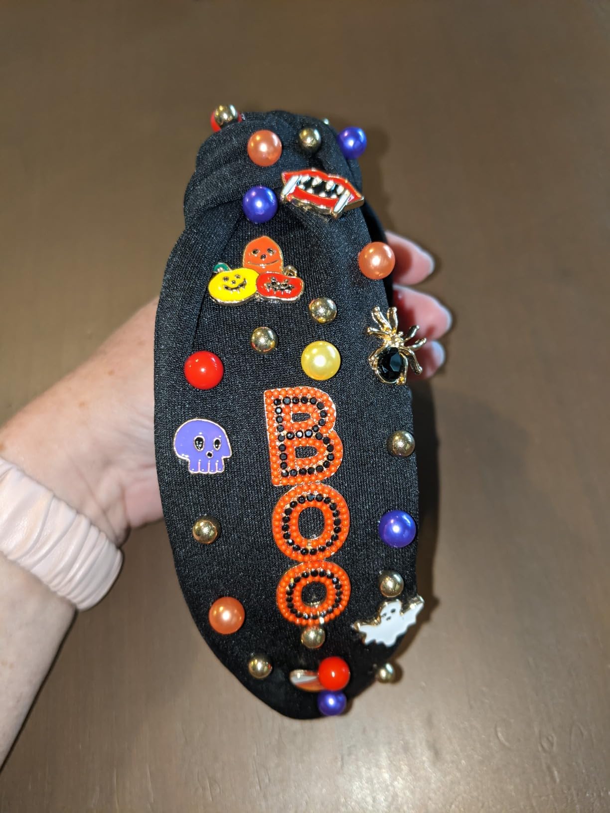 Amazon.com : Halloween Headband for Women Crystal Pearl Knotted ...