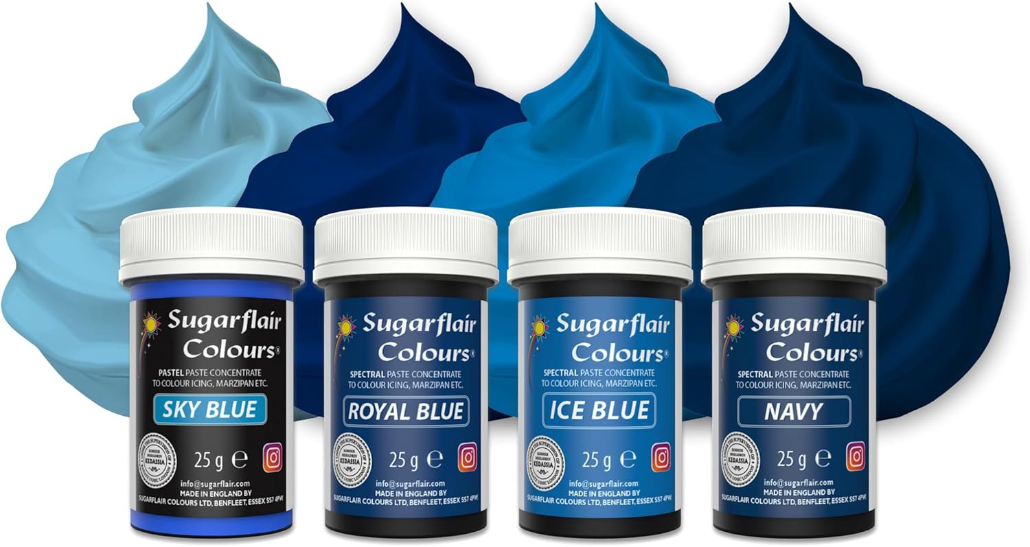 Sugarflair Blue Food Colouring Paste Set - Concentrated Food Colouring ...