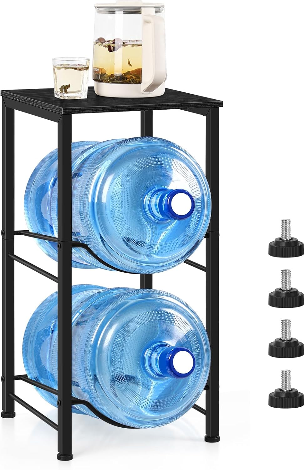 Amazon.com: 5 Gallon Water Bottle Holder Stand with Storage Shelf, 2 Tier 5 Gal Jug Storage Rack ...
