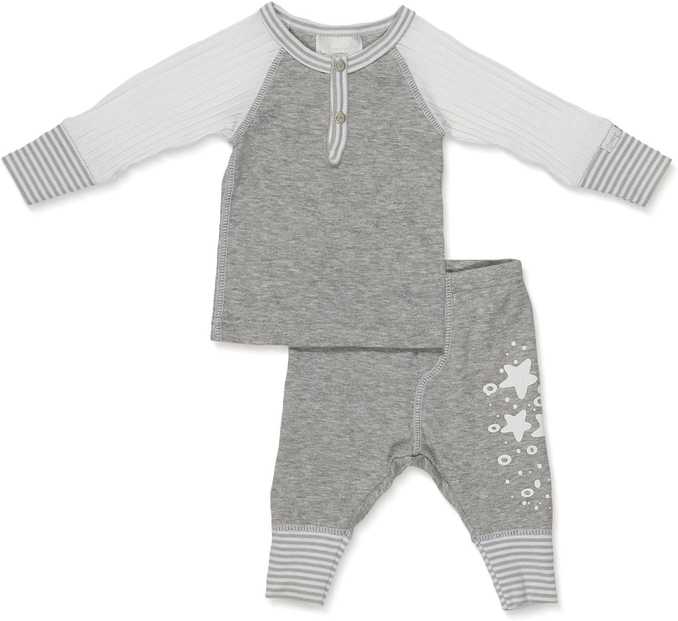 Amazon.com: Coccoli Baby Henley Pajama Set, Grey/White Combo, 12M ...